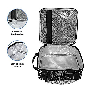 Goth Spider Web Lunch Box Halloween Insulated Lunch Bag Reusable Cooler Lunch Tote Bag Portable Lunch Bag With Shoulder Strap for Boys Girls Women Men School Work Outing
