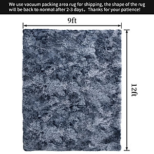 HOMBYS Shaggy Area Rug 9x12 Feet, Ultra Soft Large Plush Faux Fur Carpet, Non-Skid Bedroom Living Room Rug for Kids Playroom Home Decor, Tie Dye Grey