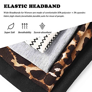Acenail Wide Headbands Women Non Slip Knotted Turban Headband Boho Elastic Leopard Hairbands Workout Running Yoga Hair Scarfs Bohemian Head Wraps Fashion Hair Accessories for Women 4Pcs (#1 Casual)