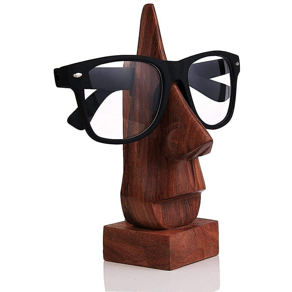 Garden Of Arts Wooden Eyeglass Spectacle Holder Handmade Nose Shaped Stand for Office Desk Home Decor Gifts