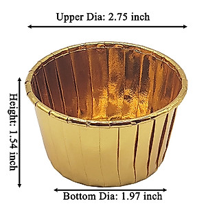 Mombake Aluminum Foil Standard Muffin Cupcake Liners, Disposable Baking Cups with Vibrant Color for Party Celebration, Gold 50-Count
