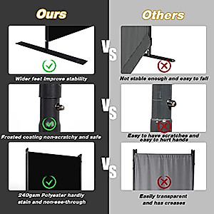 CHOSENM Room Divider, 4 Panel Folding Privacy Screens with Wider Support Feet, 6 Ft Portable Room Partition for Room Separator, 88" W X 71" H, Black