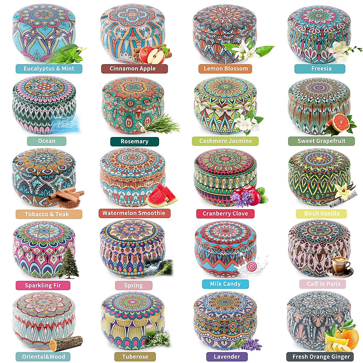 Scented Candles Gifts Set, 20 Pack Candles for Home Scented, Stress Relief Gifts for Women, 450H Lasting Burn Soy Wax Aromatherapy Candle Set for Birthday, Valentine's, Christmas, Mother's Day