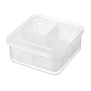 Generic Vegetable Storage Container, Draining Storage Containers 4 Compartments with Lid for Ginger Garlic for Picnic, Genericwbvqg87gr3