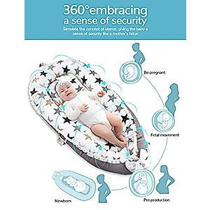 Mestron Baby Nest for 0-12 Months,Baby Lounger Baby Snuggle Infant Bassinet Mattress Insert Soft & Breathable Cotton Portable Infant Floor Seat Co-Sleeping (Star)