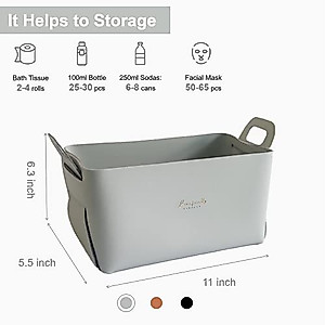 Small PU Storage Bins, Faux Leather Storage Basket with Handles, Collapsible Storage Bin for Closets, Shelves, Perfect for Organizing Keys, Remote Control, Wallet, Jewelry, Sunglasses, Gifts