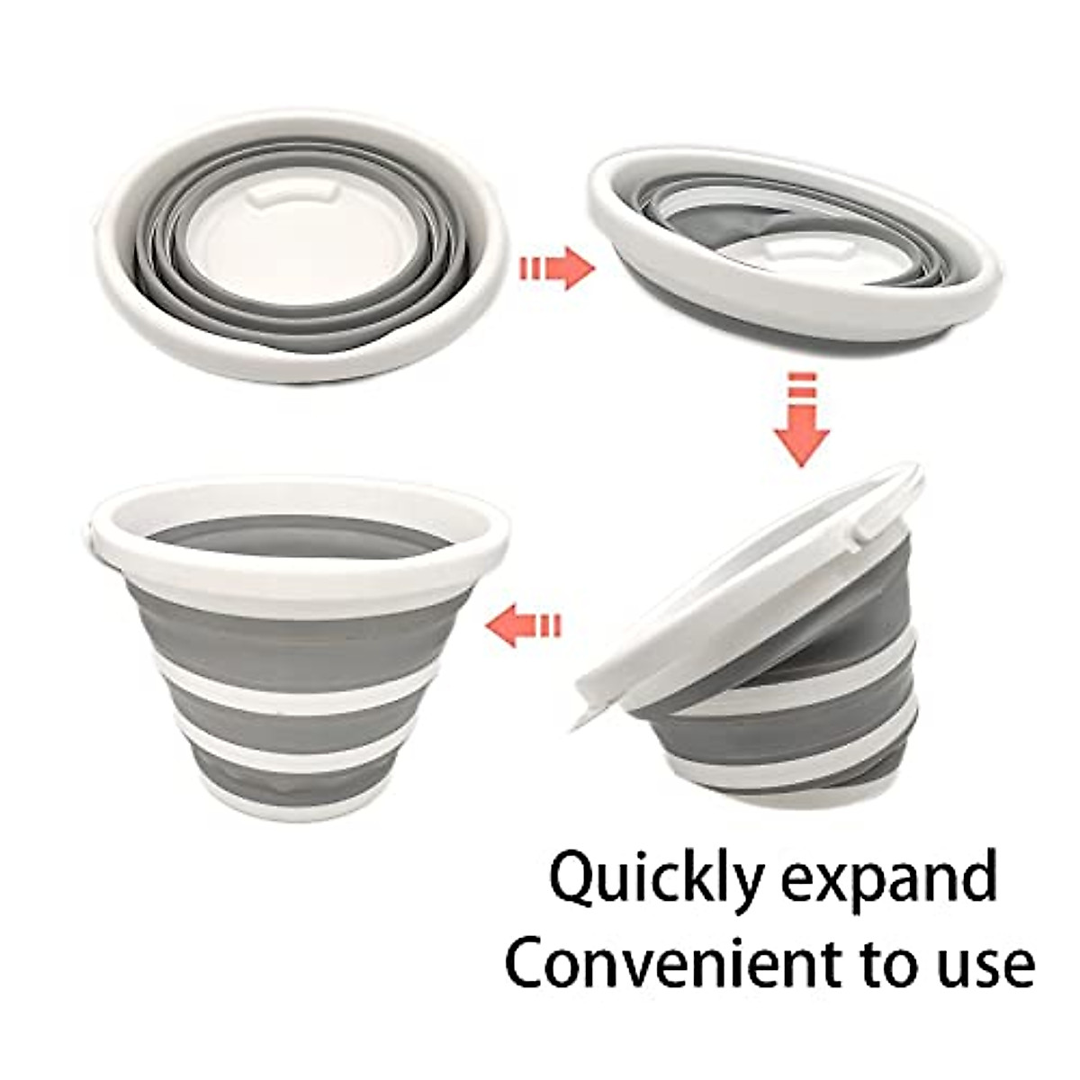 Multifunctional Collapsible Water Bucket, Space Saving, Lightweight Collapsible Water Container 2.6 gallons (10 liters), Suitable for Family Life, Camping, car wash