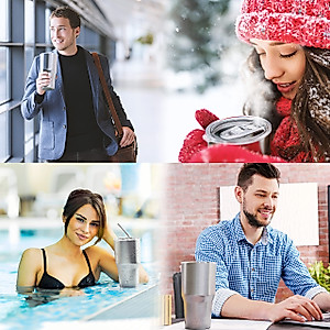 Pack of 4, 30 oz Replacement Rubber Lid Ring, 3.7 Inch Diameter - Gasket Seals, Lid for Insulated Stainless Steel Tumblers, Cups Vacuum, fit for Brands Yeti, Ozark Trail, Beast - Black by C&berg