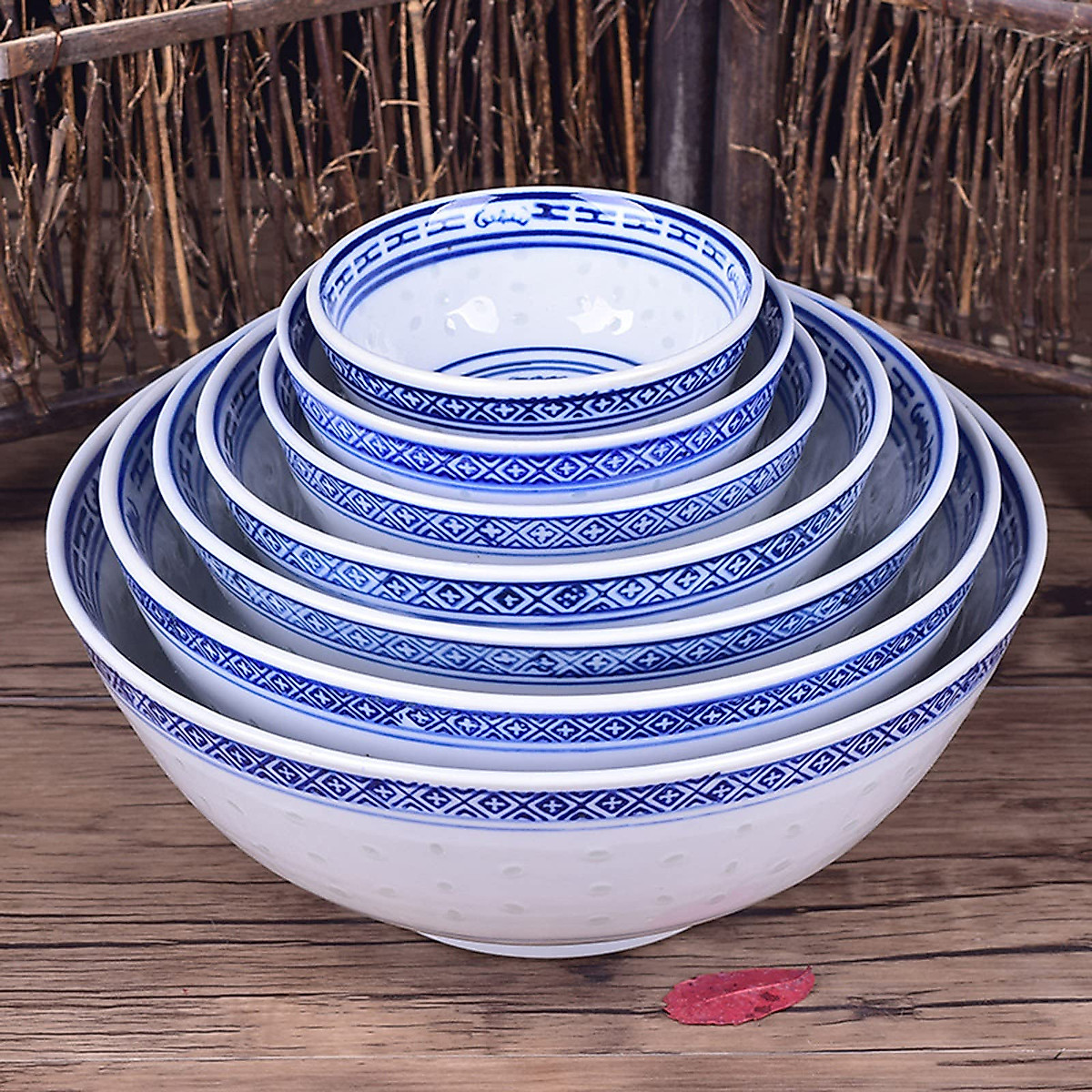 Lihuzmd Ceramic Ramen Noodle Bowls, Blue and White Porcelain Chinese Retro Dessert, Soup, Cereal, Rice, Udon, Asian Noodles Bowl,5in,2PCS