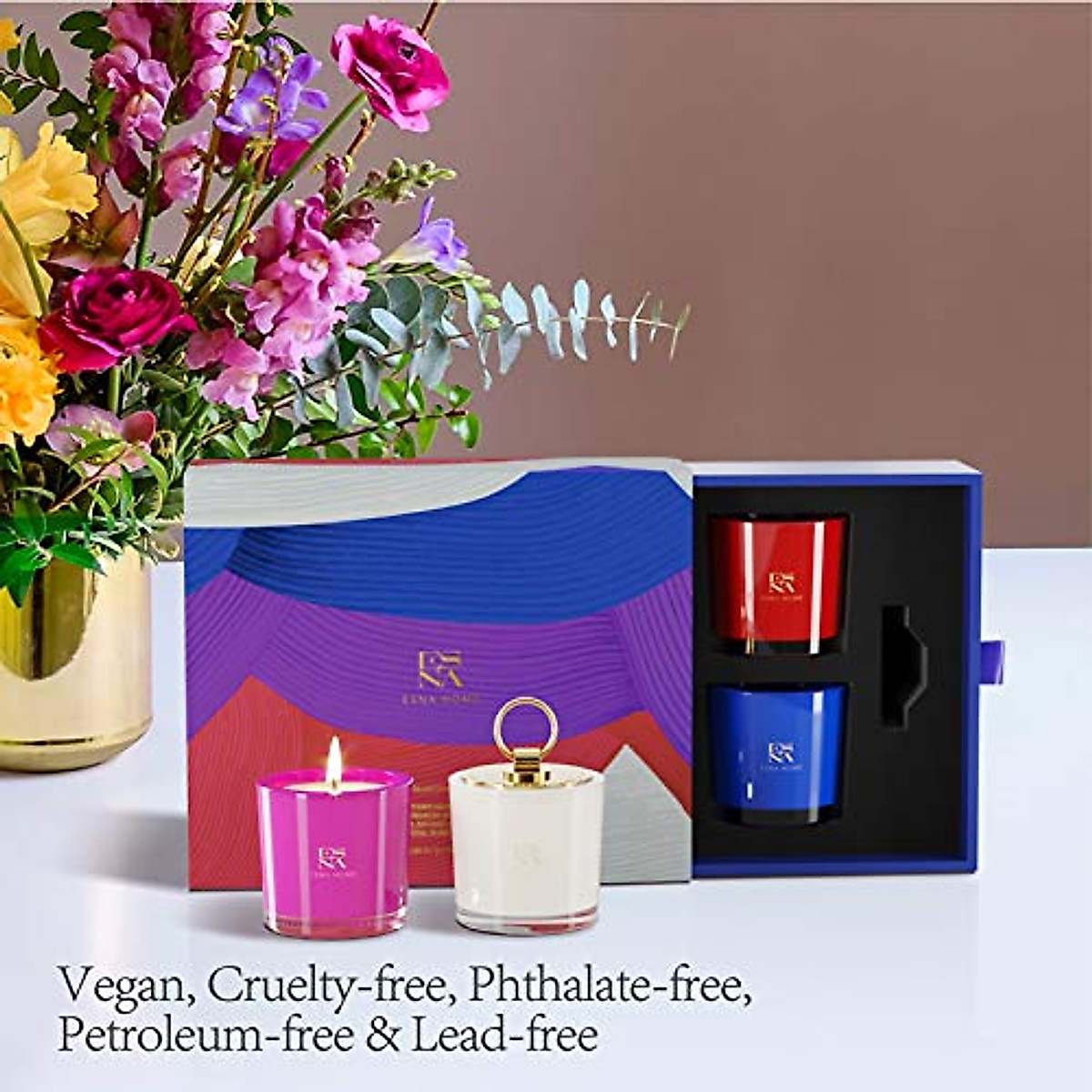 ESNA HOME Aromatherapy Scented Votive Candles Gift Set | 4 Natural Soy Candles Gifts for Women | Lavender Essential Oils Stress Relief | Luxury Candles Gift with Gift Box | Birthday Gifts for Friends