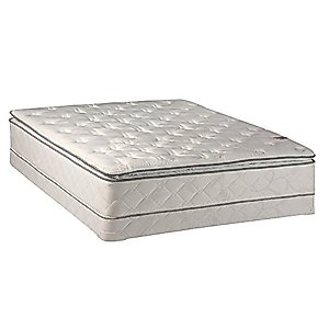 Mattress Solution 10-Inch Medium Plush Pillowtop Innerspring Fully Assembled Mattress And 4" Low Profile Metal Box Spring/Foundation Set With Frame, Twin XL