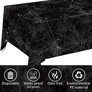 Gatherfun Halloween Party Supplies - Spider Webs Disposable Tablecloth Plastic Table Cover, Ideal for Halloween Spider Webs Party Decorations, 54 X 108 Inch, 3 Pack