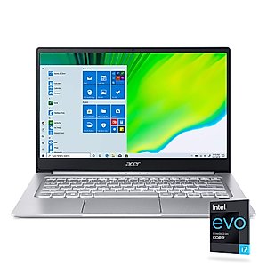 Acer Swift 3 Intel Evo Thin & Light Laptop, 14" Full HD, Intel Core i7-1165G7, Intel Iris Xe Graphics, 8GB LPDDR4X, 256GB NVMe SSD, Wi-Fi 6, Fingerprint Reader, Back-lit KB, SF314-59-75QC (Renewed)