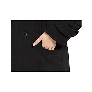 Tanming Women's Warm Double Breasted Wool Pea Coat Trench Coat Jacket with Hood (Black-XL)