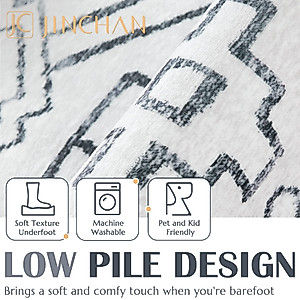 jinchan Runner Rug 2x5 - Moroccan Hallway Rug Bohemian Kitchen Washable Runner Rug with Rubber Backing Modern Soft Rug Indoor Non Slip Carpet for Entryway Bathroom Laundry Room Farmhouse Grey