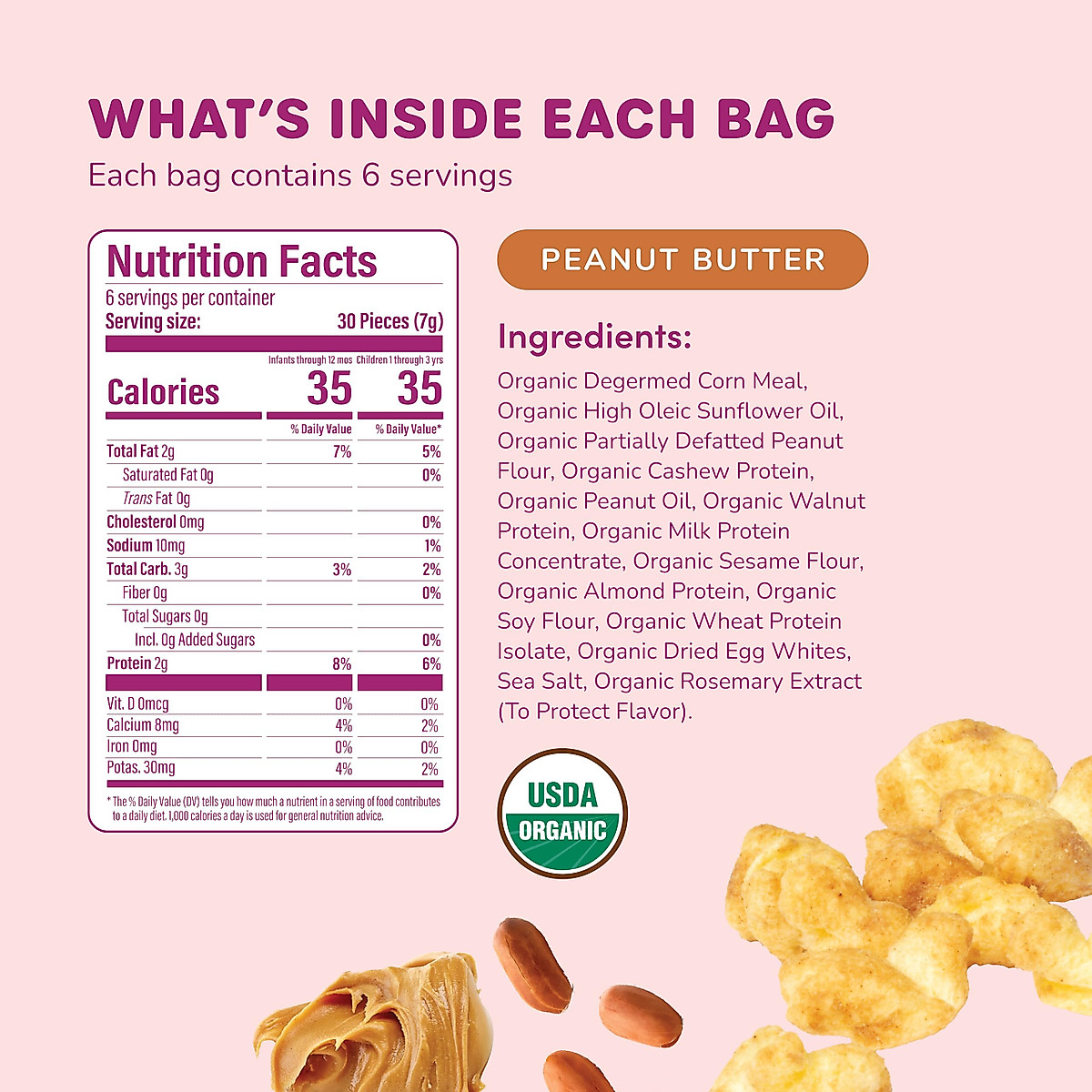 Ready Set Food Organic Puffs – Early Allergen Introduction Snack Puffs w/ 9 Top Allergens: Organic Peanuts, Cashew, Egg & More, No Added Sugar, Babies 8+ Months (AC & PB, 2-Pk)
