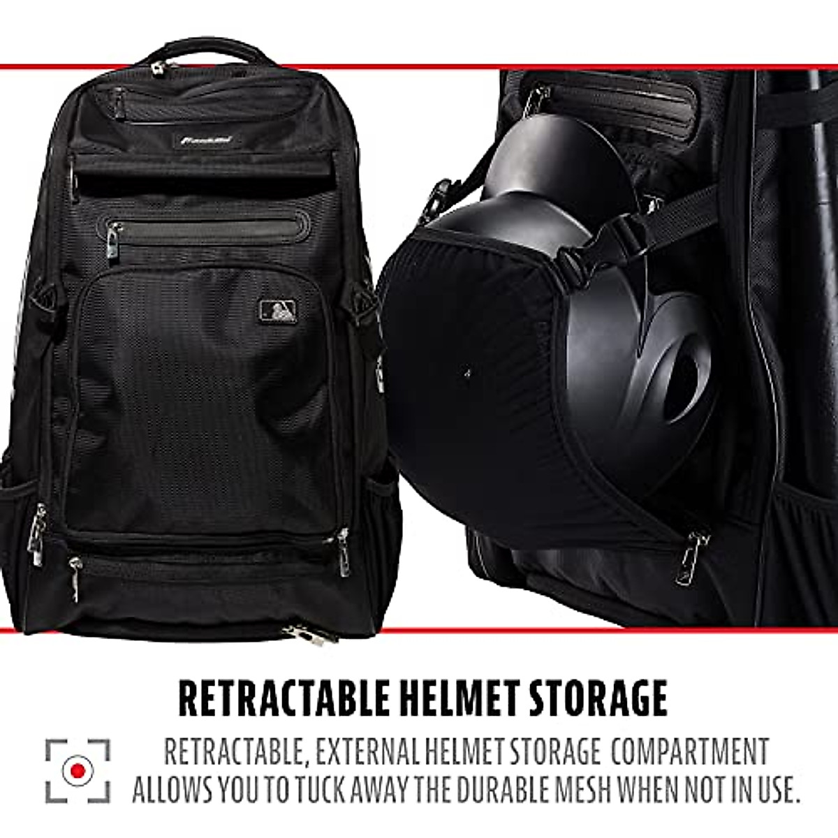 Franklin Sports Baseball + Softball Bag - MLB Traveler Elite Sport Equipment Backpack - Adult Bat Bag - Fits Cleats, Bats + Helmet - Black