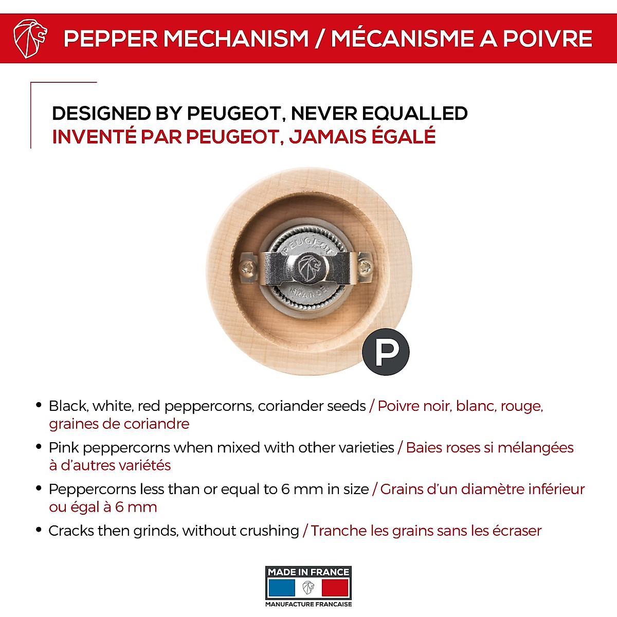 Peugeot Paris U'Select Pepper Mill, 7.09in, Aged wood