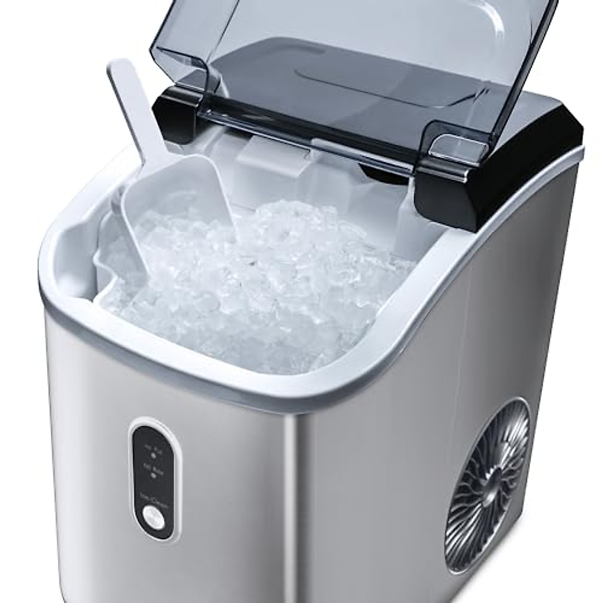 Newair Nugget Countertop Ice Maker Machine | 26 lbs. | Sonic Ice Maker in Stainless Steel, Self-Cleaning Function, Refillable Water Tank, Perfect Canes Ice for Kitchens, Offices, Home Coffee Bars