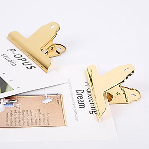 Large Bull Paper Clips Gold, Coideal 3 Pcs 145mm Big Metal File Binder Clip Clamps for Office, Food Bags (5 7/10 Inch)