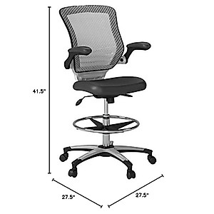 Modway EEI-211 Edge Drafting Chair - Reception Desk Chair - Flip-Up Arm Drafting Chair in Gray