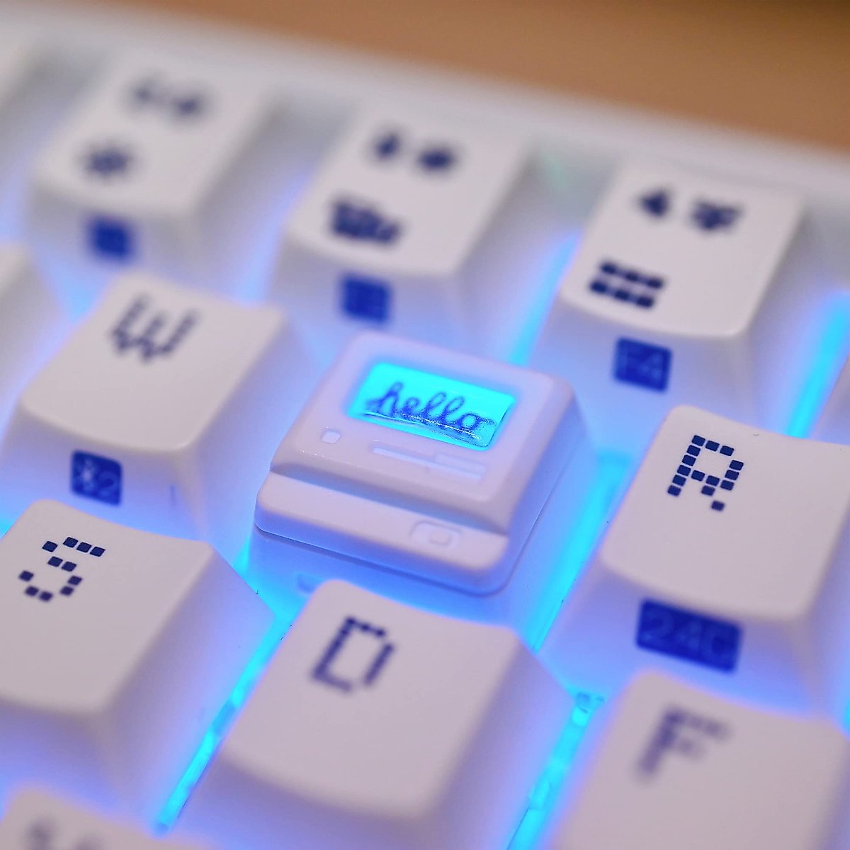 Cmokifuly Cute Keycap,Custom 3D Keycap ESC Key R4 Profile Shine-through Keycap for Mechanical Keyboard,Retro Mini Gaming Pad Keycap (White)