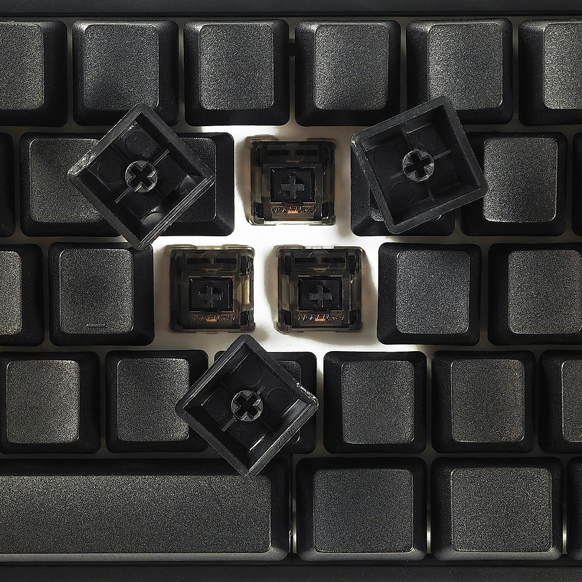 YMDK Blank Thick PBT OEM Profile 61 ANSI Keycaps for MX Switches Mechanical Keyboard (Black)(Only Keycap)