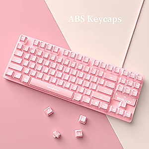 unband 87Key USB Wired Gaming Mechanical Keyboard with White Backlit Pretty Girl Pink Quiet for Desktop Laptop (Mouse Optional) Mechanical Gaming Keyboard RGB led Rainbow Backlit (Color : B)