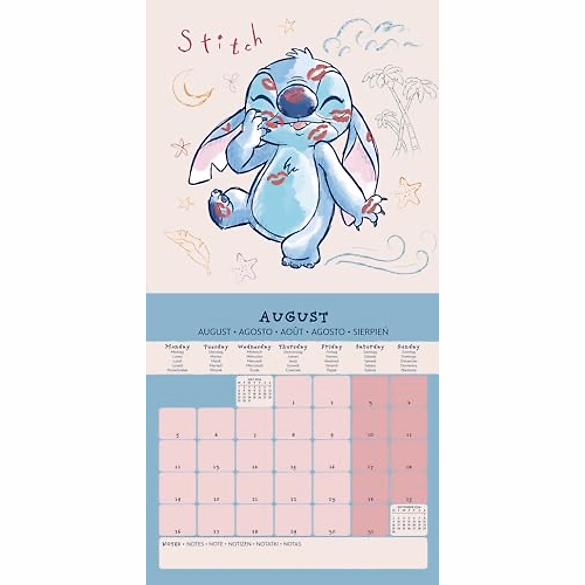 Lilo and Stitch Calendar 2024 - Month to a View Planner 30cm x 30cm - Official Merchandise