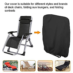 Naiveroo Outdoor Zero Gravity Folding Chair Cover Waterproof Dustproof Lawn Patio Furniture Covers All Weather Resistant 28"x43"（Black）