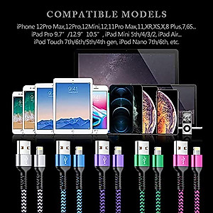 [3/6/10FT-5Pack] iPhone Charger Apple Certified Lighting Charge Cords Phone Power Data Cable Nylon Braided Fast Charging Wire for iPhone 13 12 Pro Max Mini 11 XR XS X 10 8 7 6s 6 Plus SE 2020, iPad