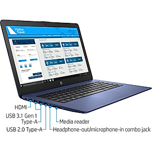 HP Stream 14-ds0036nr 14-inch HD Touchscreen Laptop, AMD A4-9120e Dual-Core, 4GB DDR4 RAM, 64GB eMMC, AMD Radeon R3 Graphics, Windows 10 Home, WiFi Bluetooth Royal Blue (Renewed)