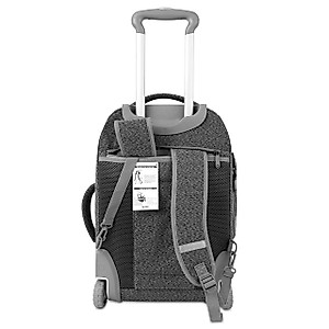 J World New York Rover Carry-On Backpack w/Wheels. Rolling Laptop, Grey, One Size