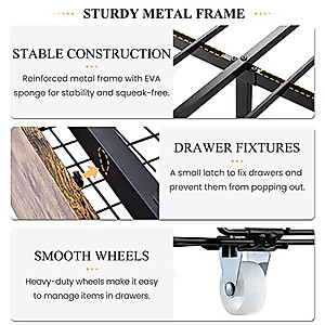 SHA CERLIN Full Size Bed Frame with Storage, Platform Bed with 4 Extra Large Storage Drawers on Wheels, Mattress Foundation, Strong Metal Slat Support, No Box Spring Needed, Easy Assembly