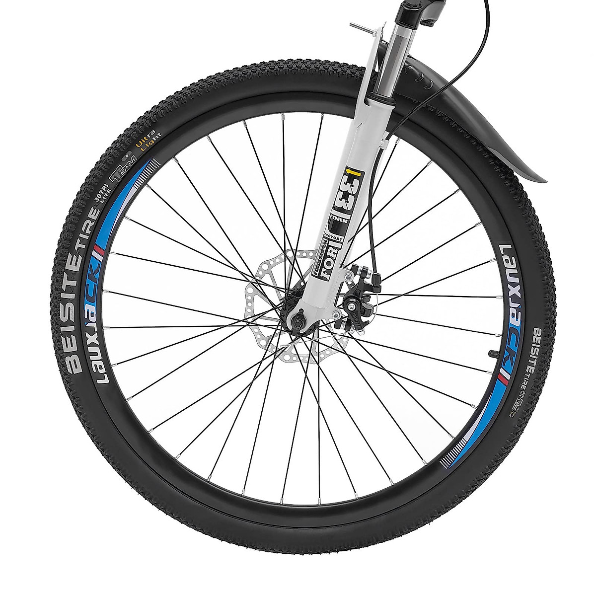 FLYHERO Folding Mountain Bike, 26" Womens 21-Speed Mountain Folding Bike, Carbon Steel Frame Mountain Bike, with Dual-Disc Brake, Blue&White