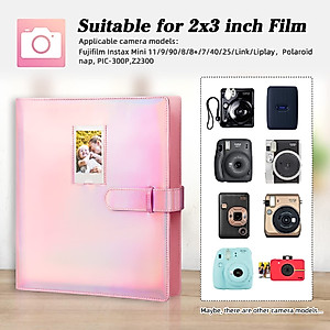 640 Pockets Photo Album for Fujifilm Instax Mini 12 11 90 40 9 8+ 8 LiPlay Instant Camera, Polaroid Snap/PIC-300/Z2300/ SocialMatic Instant Cameras & Zip Instant Printer (Magic pink)