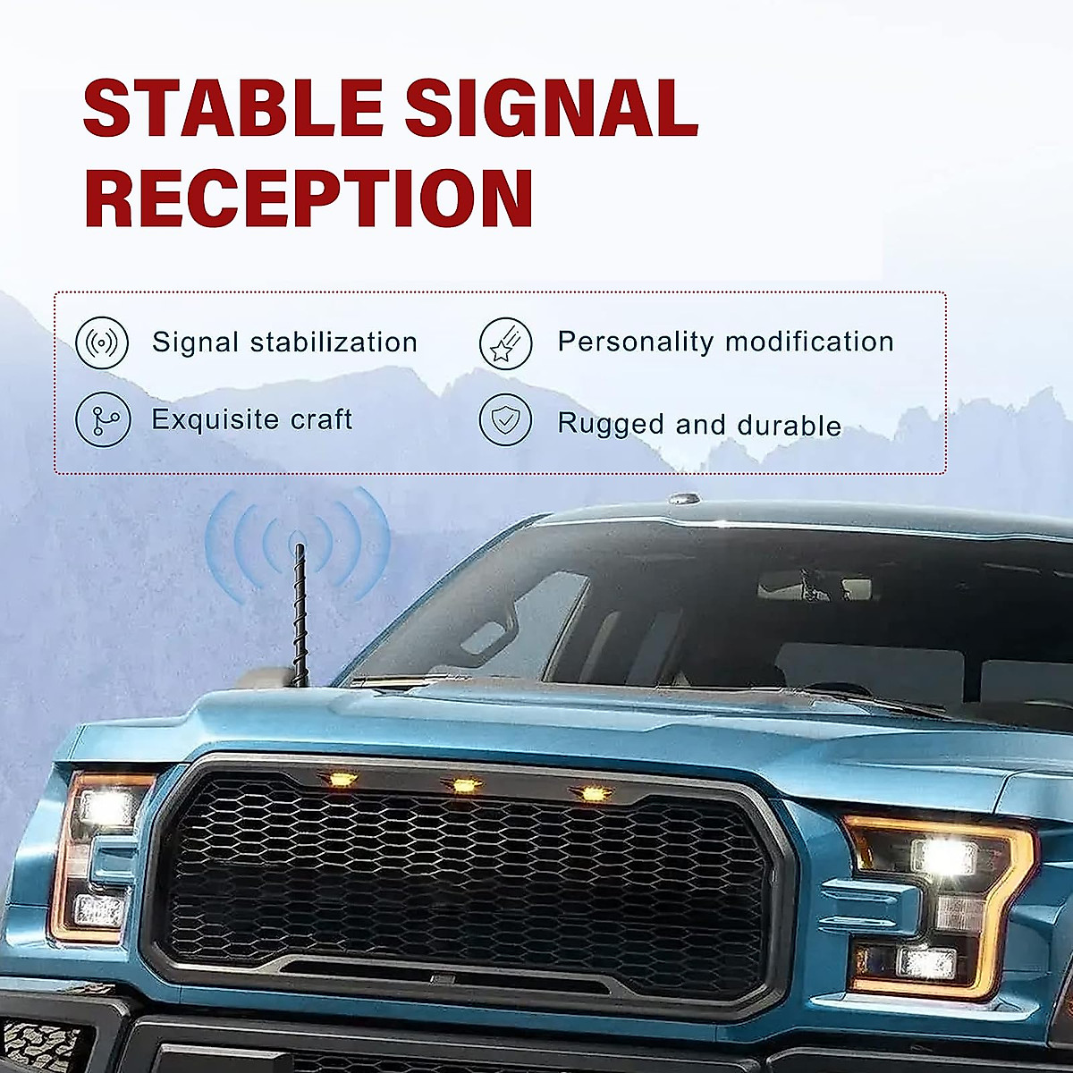 QODOLSI 1 Pack Spiral Antenna 7.1In, Universal Antenna Toppers Waterproof PVC Rubber Flexible Retrofit Antenna, Suitable for Trucks, Cars, SUVs Antenna Replacement (Black), QOTX502BL-1PS