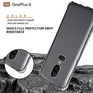 USTIYA Case for OnePlus 6 Clear 1+ 6 Transparent Four Corners Protective Cover Thickened TPU Ultra Soft