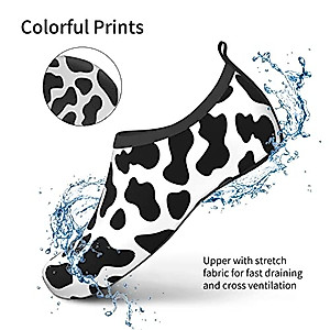 Cow Print Black and White Mans Woman's Water Shoes Quick Dry Aqua Socks for Beach Surfing Swim Pool