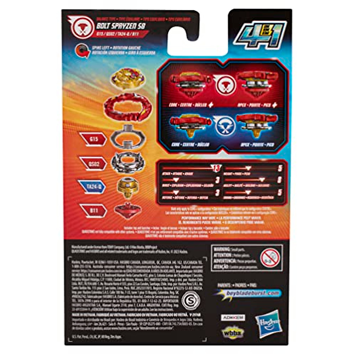 BEYBLADE Burst QuadStrike Bolt Spryzen S8 Spinning Top Starter Pack, Balance/Attack Type Battling Game with Launcher, Kids Toy Set