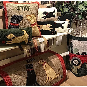 Chandler 4 Corners Artist-Designed Playing Lab Pals Hand-Hooked Wool Decorative Throw Pillow (8” x 24”) Dog Pillow for Couches & Beds - Easy Care & Low Maintenance - Labrador Lumbar Pillow