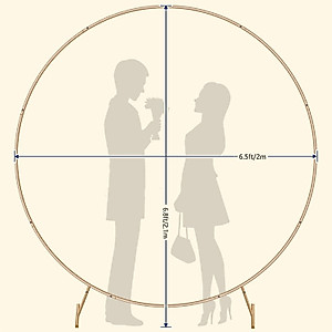 Fikowo Round Arch Backdrop Stand Kit - 7.2ft Large Golden Metal Circle Balloon Arch Frame with Base for Wedding Baby Shower Birthday Party Decoration