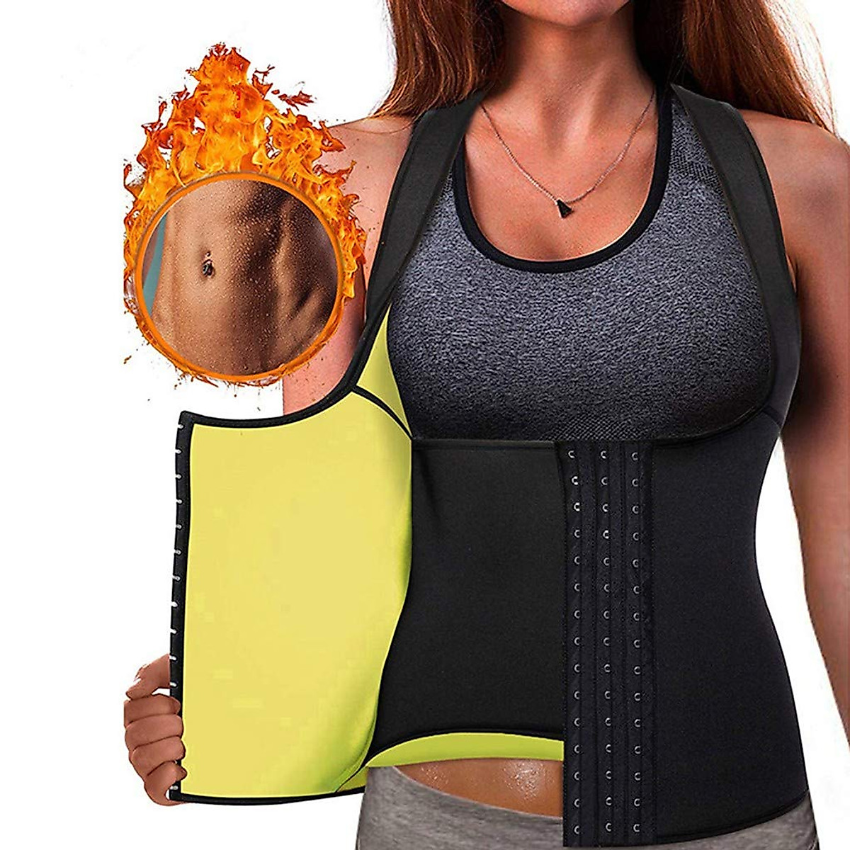 Women's Underbust Corset Waist Trainer Cincher Steel Boned Neoprene Sport Workout Body Shaper Vest Tank