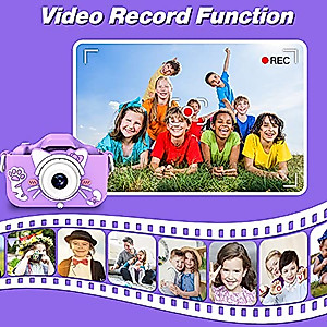 Goopow Kids Camera Toys for 3-8 Year Old Girls,Children Digital Video Camcorder Camera with Cartoon Soft Silicone Cover, Best Christmas Birthday Festival Gift for Kids - 32G SD Card Included