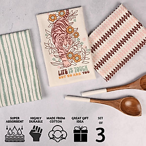 Folkulture Pot Holders for Kitchen, Hot Pads or Trivets for Hot Dishes Pots and Pans, Stylish Mats for Wooden Table, Kitchen Towels or Tea Towels, Cotton Dish Towels or Dishcloths with Hanging Loop