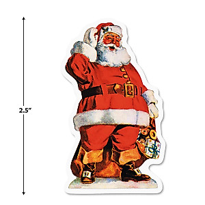 CURRENT Retro Santa Christmas Stickers - 40 Stickers, Two 8-1/2" x 11" Sheets, Holiday Themed, Great for Teachers, Students, Scrapbooking, DIY Arts and Crafts, Gift Wrap