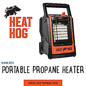 Heat Hog 9,000 BTU Indoor/Outdoor Portable Propane Heater for Garage, Camping, Hunting, Outdooor Sports, Fishing, Boating or RVs