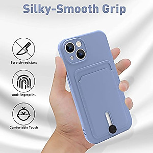 Naiadiy Silicone Wallet Case with Card Holder (for iPhone 13 6.1 Inch 2021) - Upgrade/Purple