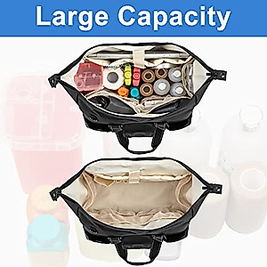 Damero Nurse Bag for Work, Home Health Nurse Bag with Zip-Top Closure and Side Fasten Snaps for Home Visits, Health Care, Black