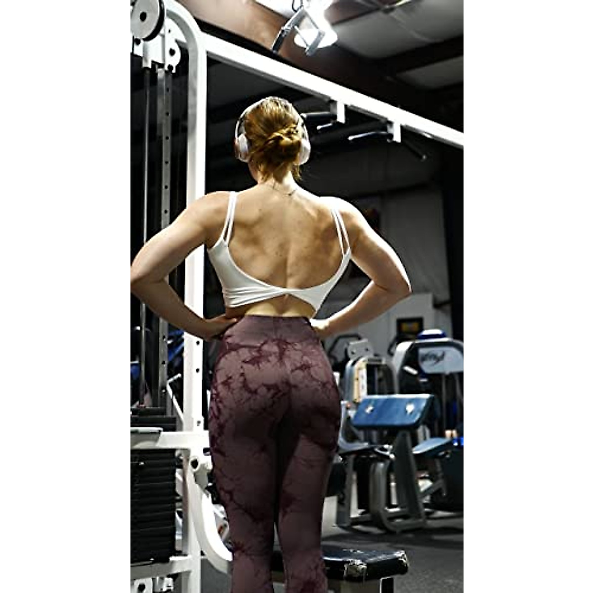 Aoxjox Women's Workout Sports Bras Fitness Padded Backless Yoga Crop Tank Top Twist Back Cami (White, Large)